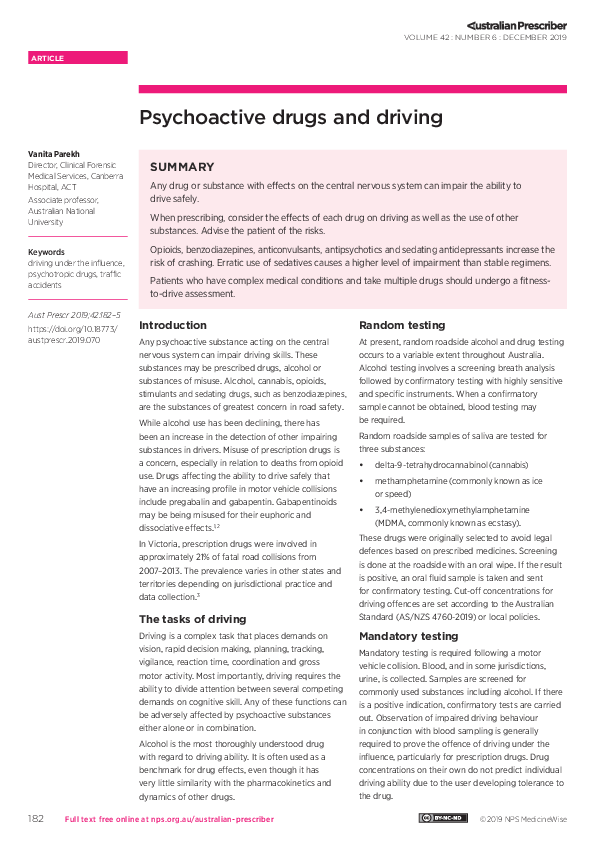 (PDF) Psychoactive drugs and driving