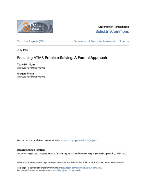 (PDF) Focusing ATMS Problem-Solving: A Formal Approach