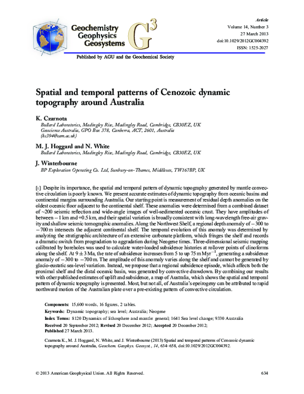 (PDF) Spatial and temporal patterns of Cenozoic dynamic topography ...
