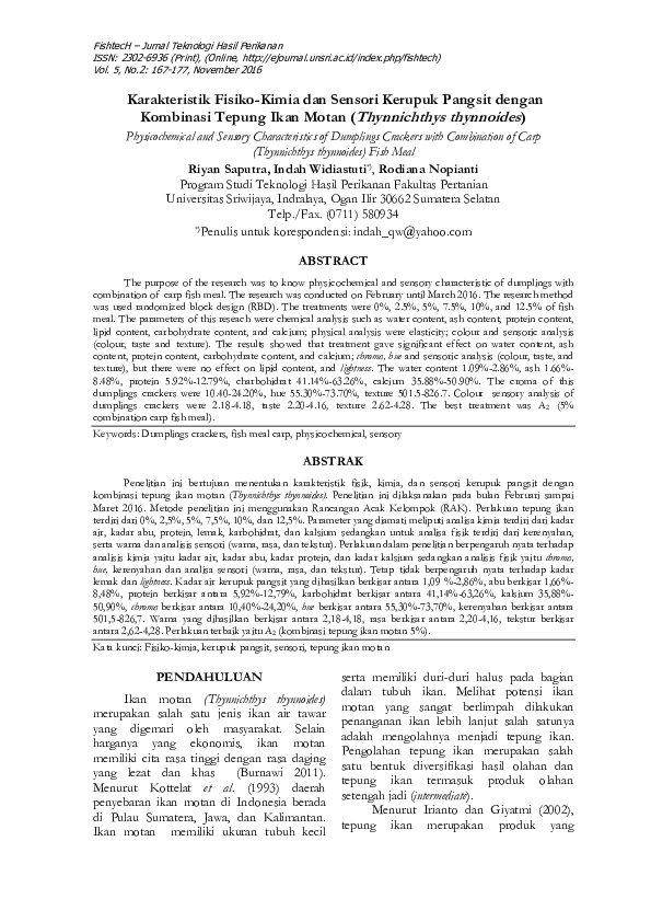 (PDF) Karakteristik Fisiko-Kimia dan Sensori Kerupuk Pangsit dengan ...