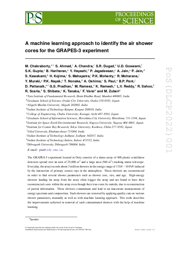 (PDF) A machine learning approach to identify the air shower cores for ...