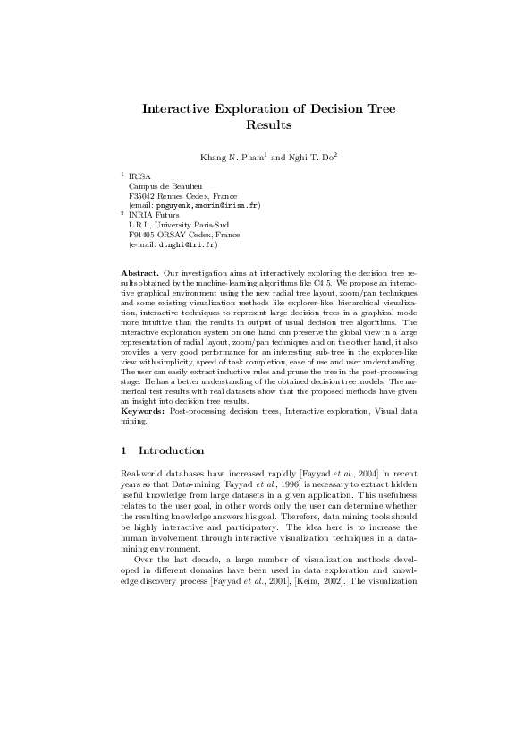 (PDF) Interactive exploration of decision tree results