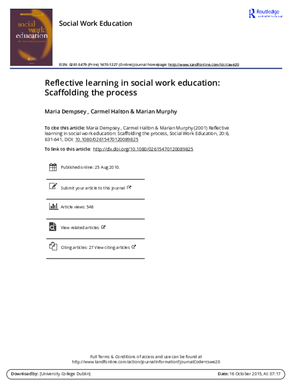 (PDF) Reflective learning in social work education: Scaffolding the process