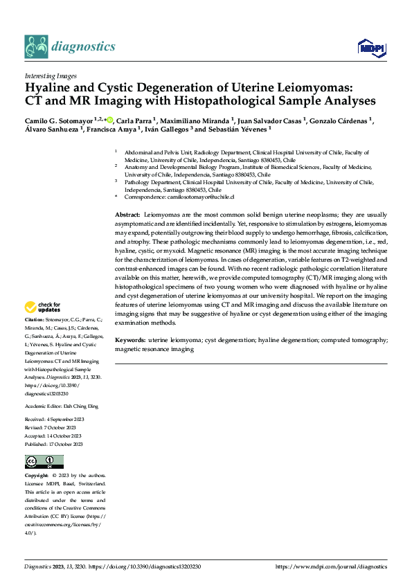 (PDF) Hyaline and Cystic Degeneration of Uterine Leiomyomas: CT and MR ...