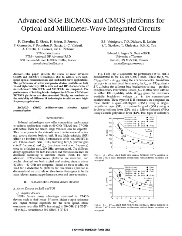 (PDF) Advanced SiGe BiCMOS and CMOS platforms for Optical and ...