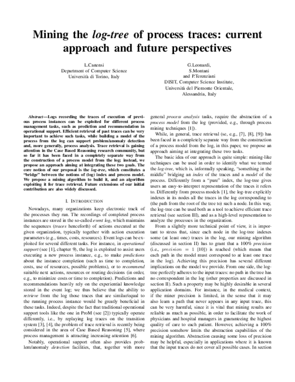 (PDF) Mining the Log-Tree of Process Traces: Current Approach and Future Perspectives