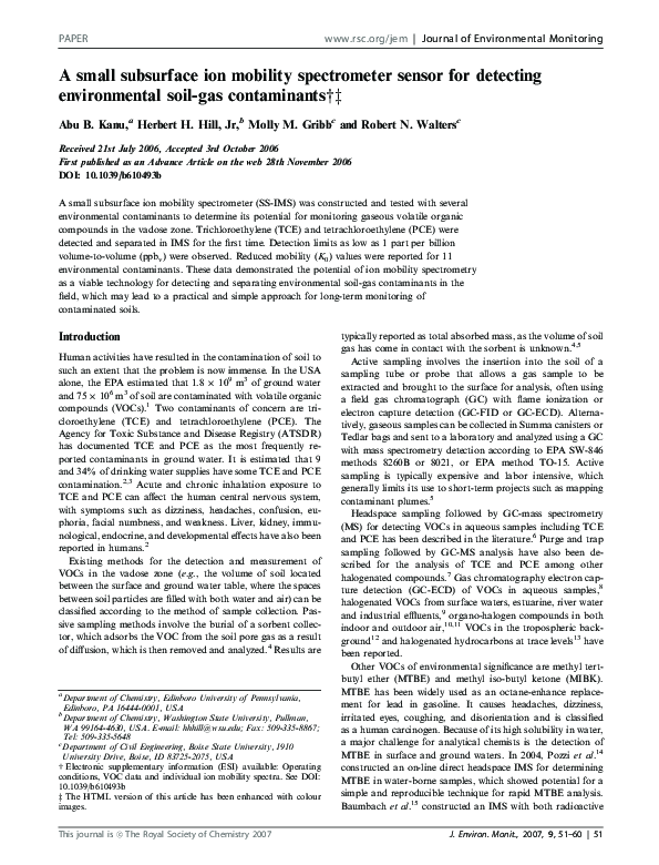 (PDF) A small subsurface ion mobility spectrometer sensor for detecting ...