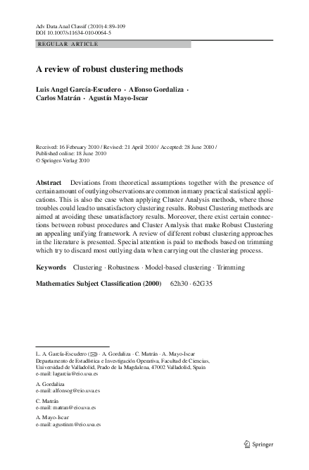 (PDF) A review of robust clustering methods