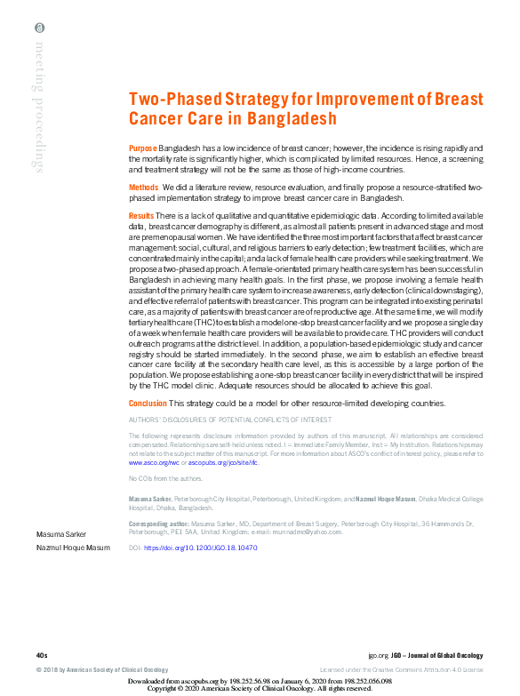(PDF) Two-Phased Strategy for Improvement of Breast Cancer Care in Bangladesh