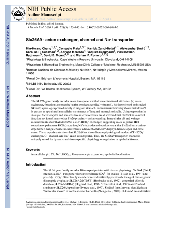 (PDF) Slc26a9—Anion Exchanger, Channel and Na+ Transporter | MinHwang ...