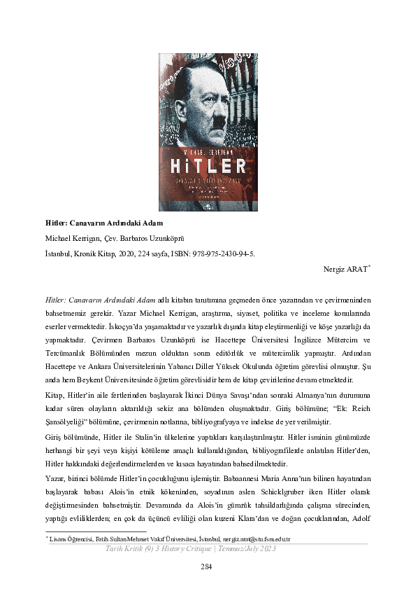 (PDF) Hitler: Canavarın Ardındaki Adam