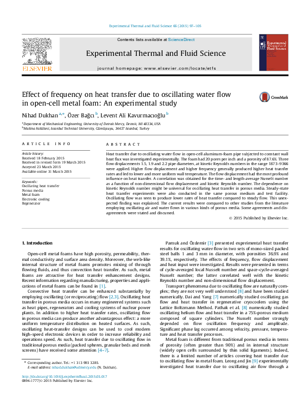 (PDF) Effect of frequency on heat transfer due to oscillating water ...