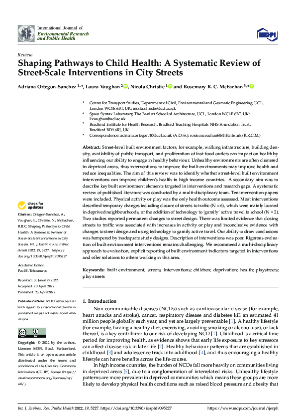 (PDF) Shaping Pathways to Child Health: A Systematic Review of Street ...