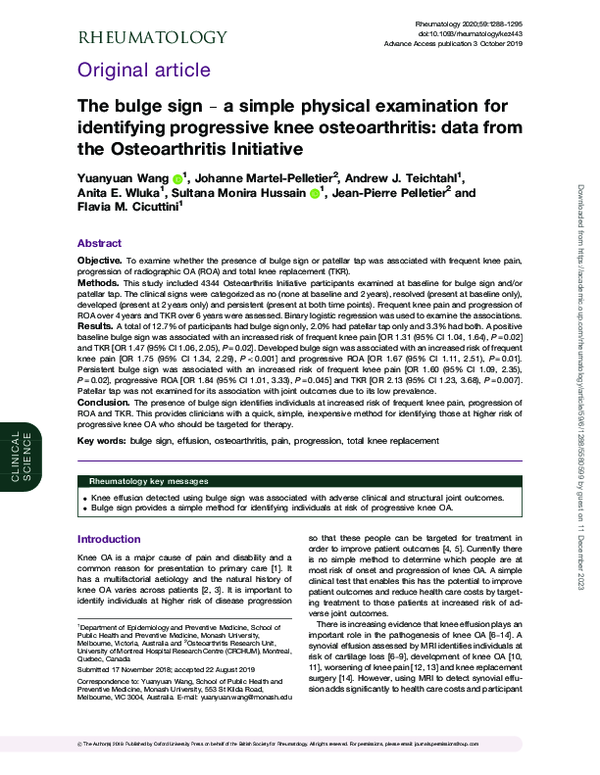 (PDF) The bulge sign – a simple physical examination for identifying ...