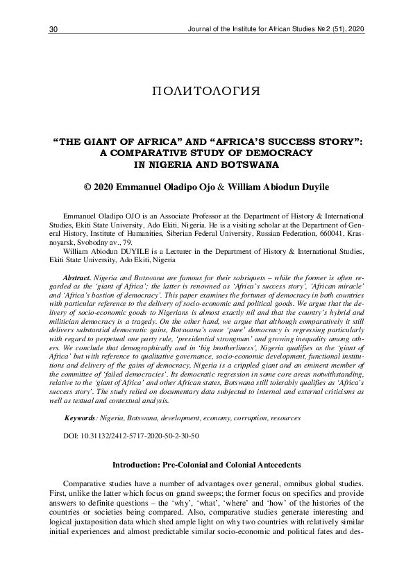 (PDF) ‘The Giant of Africa’ and ‘Africa’s Success Story’: A Comparative ...