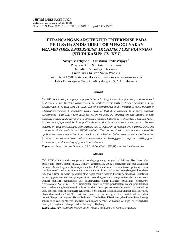 (PDF) A Perancangan Arsitektur Enterprise Pada Perusahaan Distributor ...