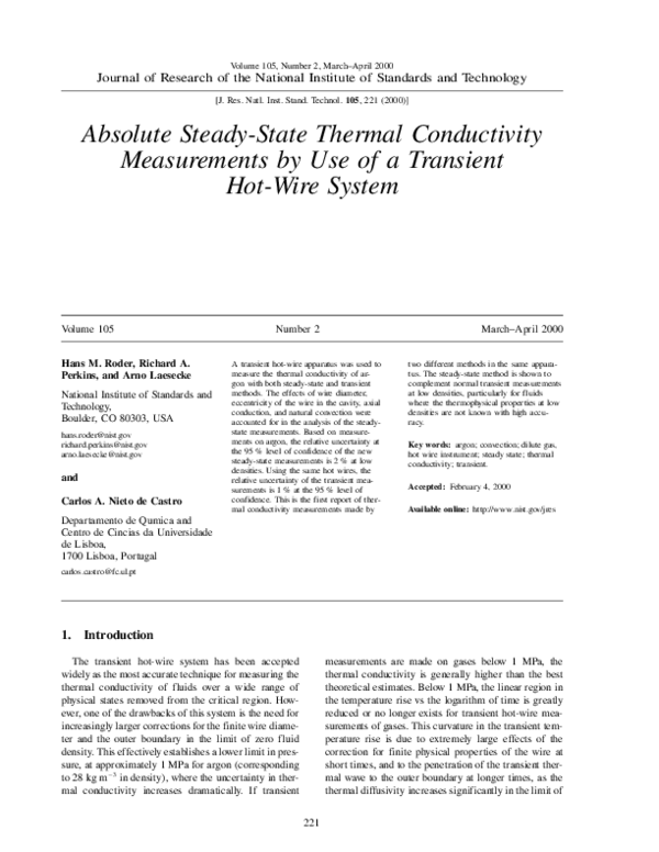 (PDF) Absolute steady-state thermal conductivity measurements by use of ...