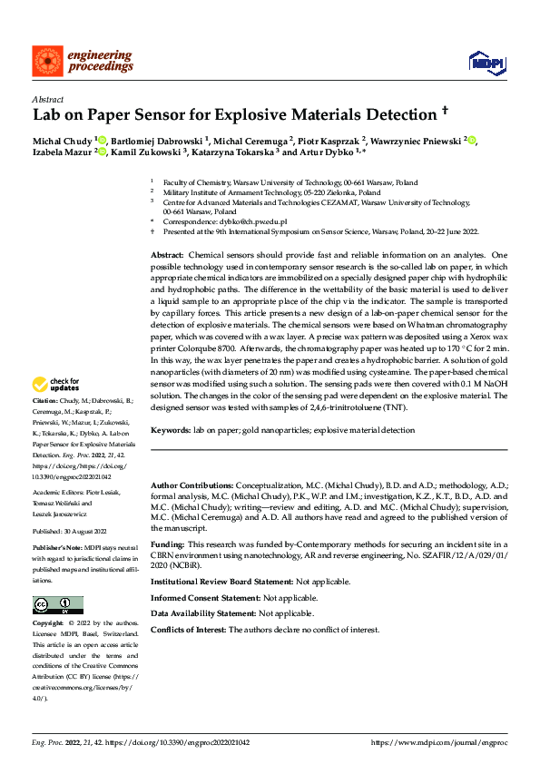 (PDF) Lab on Paper Sensor for Explosive Materials Detection