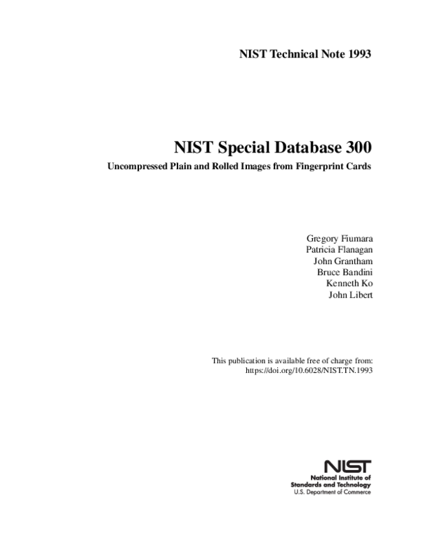 (PDF) NIST special database 300: uncompressed plain and rolled images ...
