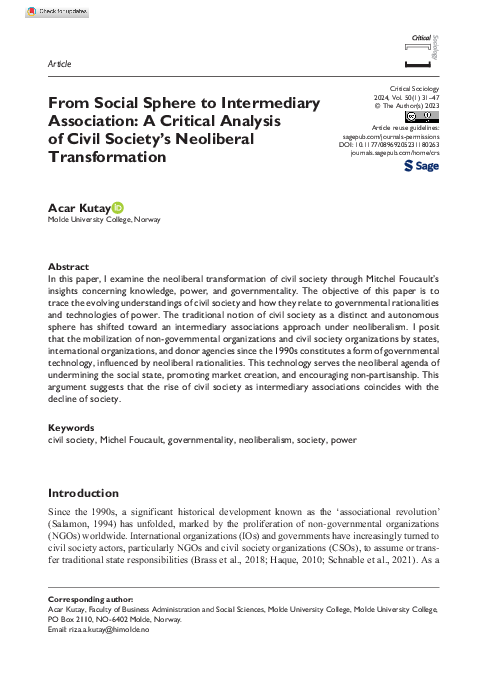 (PDF) From Social Sphere to Intermediary Association: A Critical ...