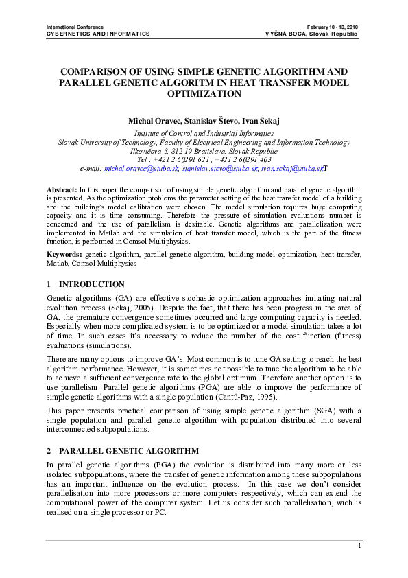 (PDF) Comparison of Using Simple Genetic Algorithm and Parallel Genetic Algoritm in Heat ...