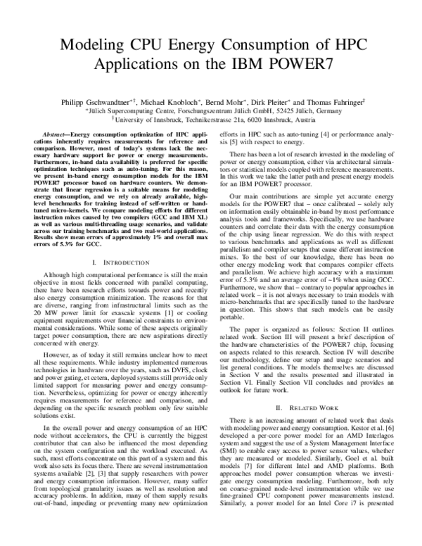 (PDF) Modeling CPU Energy Consumption of HPC Applications on the IBM POWER7