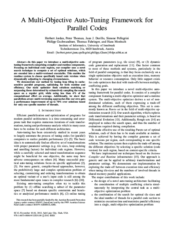 (PDF) Multi-objective Auto-tuning for Parallel Codes