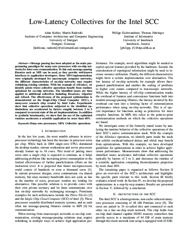 (PDF) Low-Latency Collectives for the Intel SCC