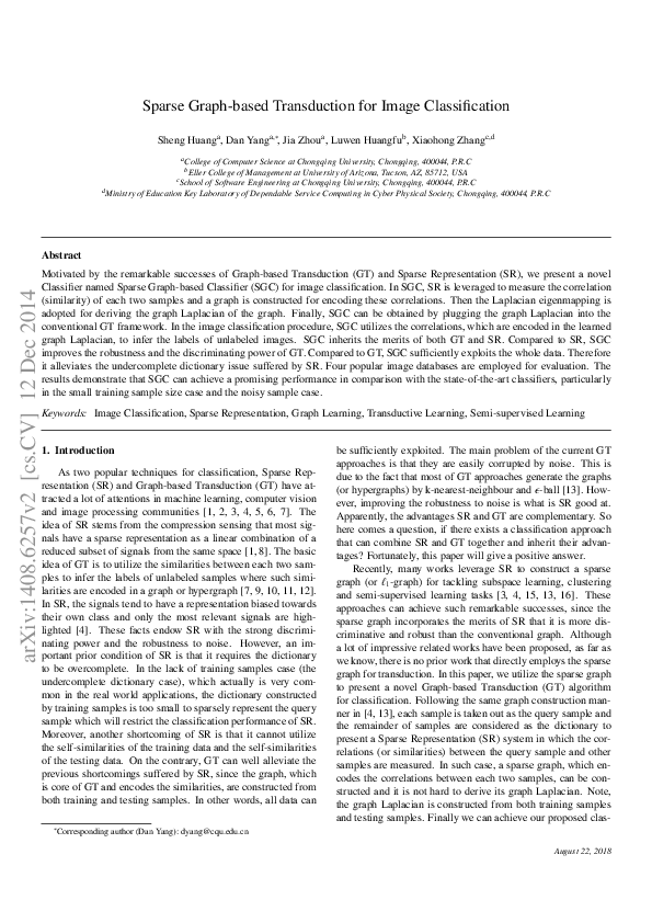 (PDF) Sparse graph-based transduction for image classification