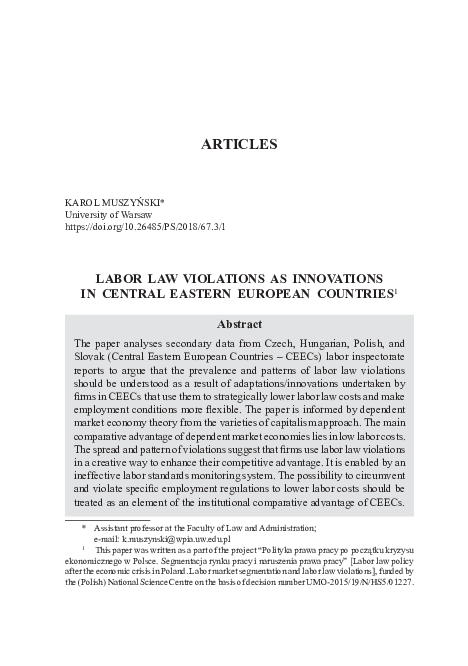 (PDF) Labour law violations as innovations in Central Eastern European ...
