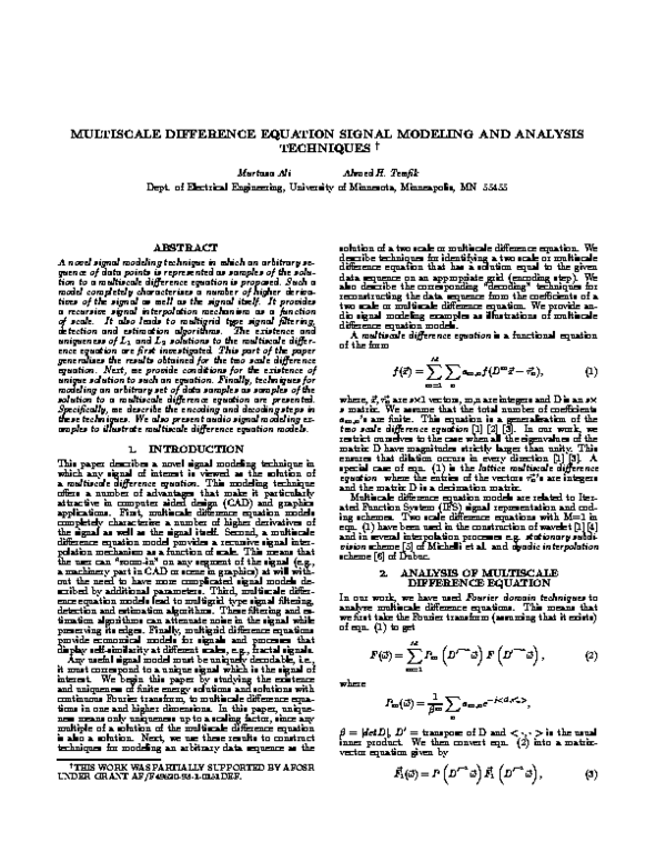 (PDF) Multiscale Signal Modeling via Difference Equations