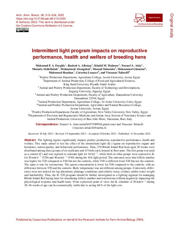 (PDF) Intermittent light program impacts on reproductive performance ...