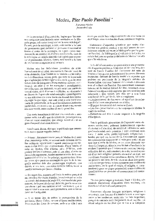 (PDF) Medea, Pier Paolo Pasolini