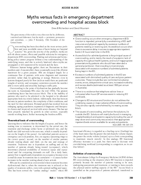 (PDF) Myths versus facts in emergency department overcrowding and ...