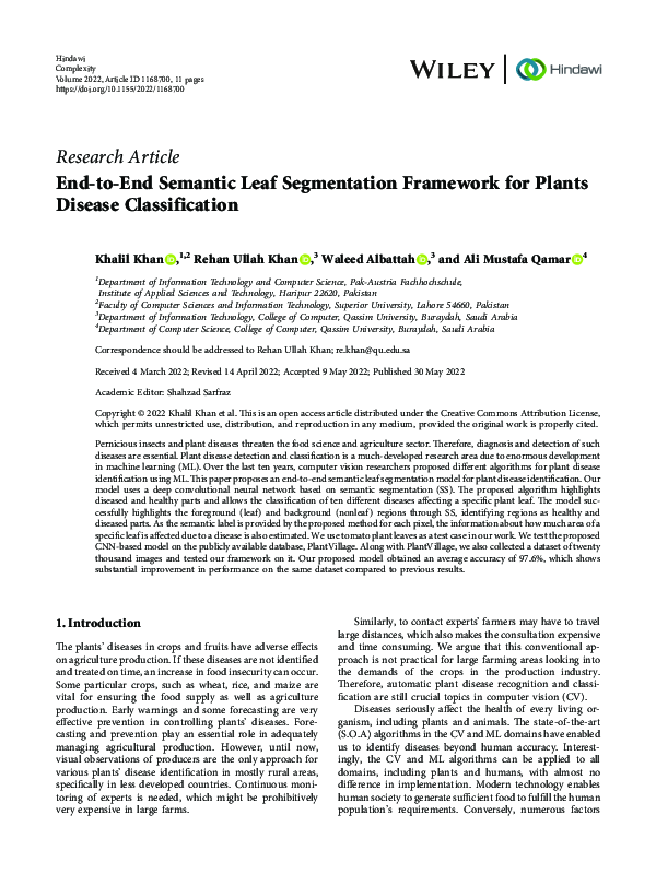 (PDF) End-to-End Semantic Leaf Segmentation Framework for Plants ...