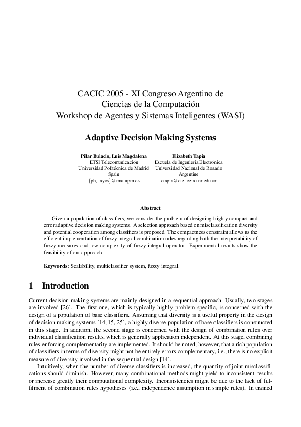 (PDF) Adaptive decision making systems