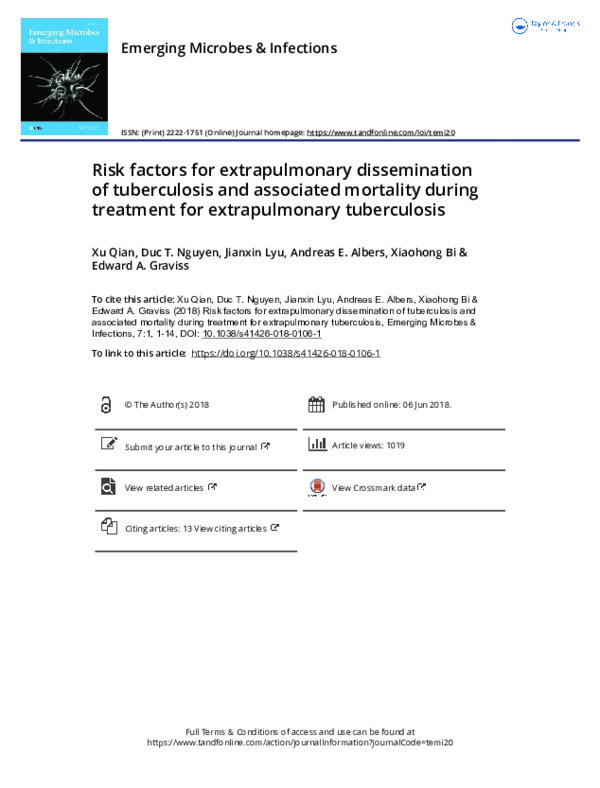 (PDF) Risk factors for extrapulmonary dissemination of tuberculosis and ...