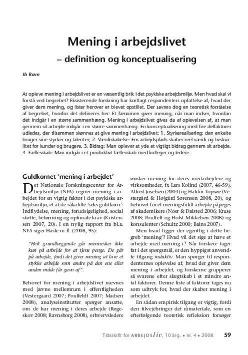 (PDF) Mening i arbejdslivet — definition og konceptualisering | Ib Ravn ...