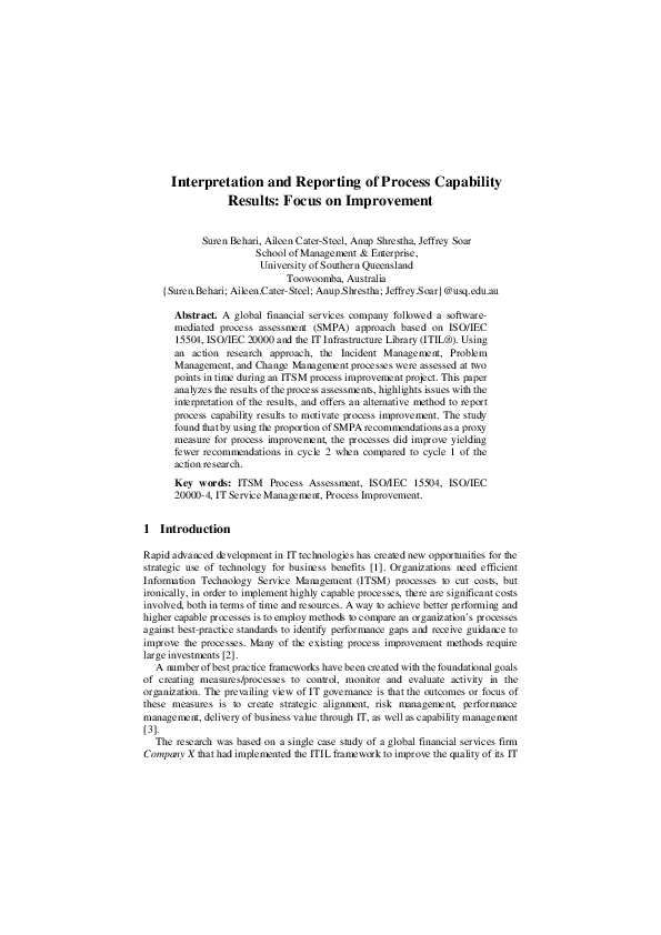 (PDF) Interpretation and Reporting of Process Capability Results: Focus on Improvement