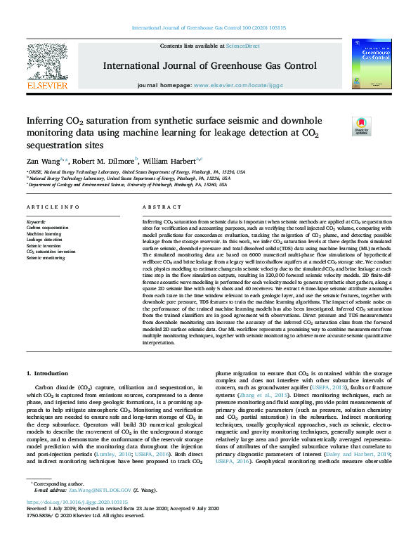 (PDF) Inferring CO2 saturation from synthetic surface seismic and downhole monitoring data using ...