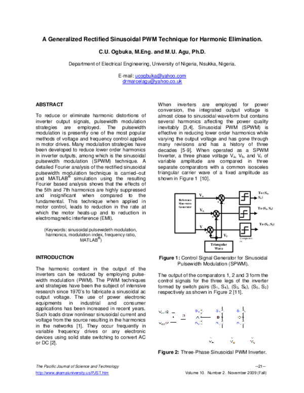 (PDF) A Generalized Rectified Sinusoidal PWM Technique for Harmonic ...