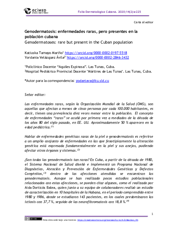 (PDF) Genodermatosis: enfermedades raras, pero presentes en la ...