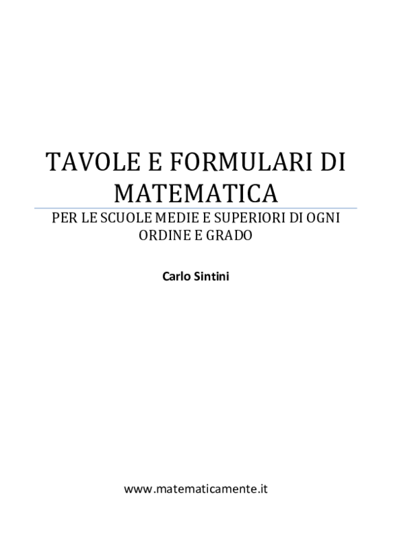 (PDF) TAVOLE E FORMULARI DI MATEMATICA