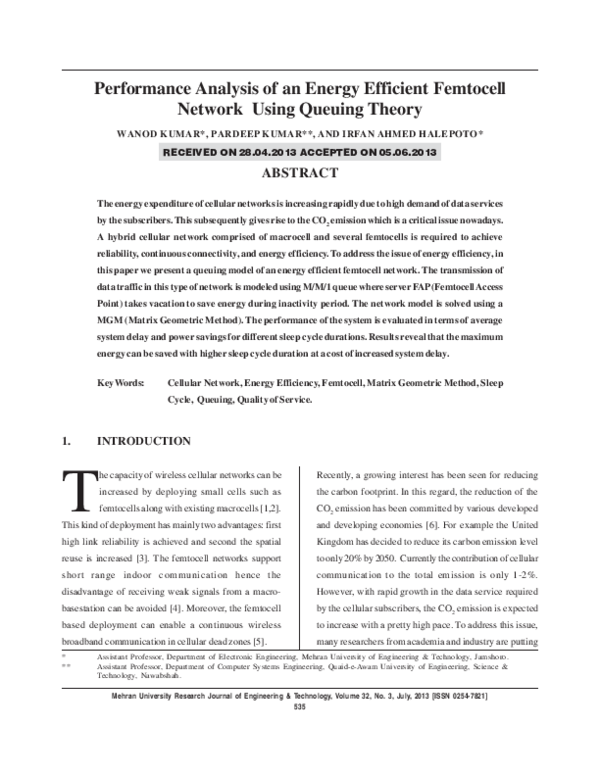 (PDF) Performance Analysis of an Energy Efficient Femtocell Network ...