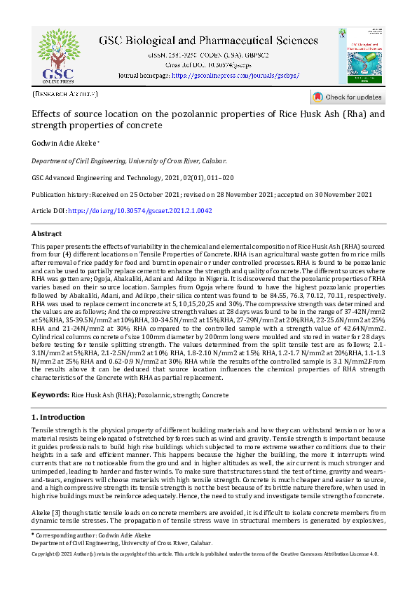 (PDF) Effects of source location on the pozolannic properties of Rice ...
