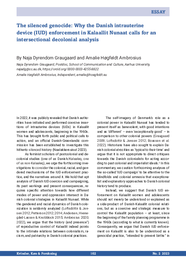 (PDF) The silenced genocide: Why the Danish intrauterine device (IUD ...