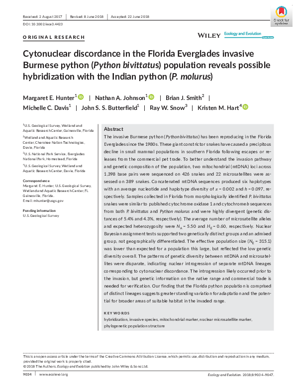 (PDF) Cytonuclear discordance in the Florida Everglades invasive ...