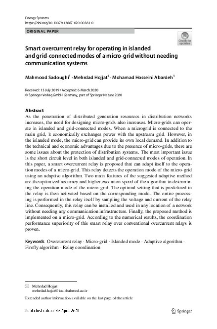 (PDF) Smart overcurrent relay for operating in islanded and grid ...