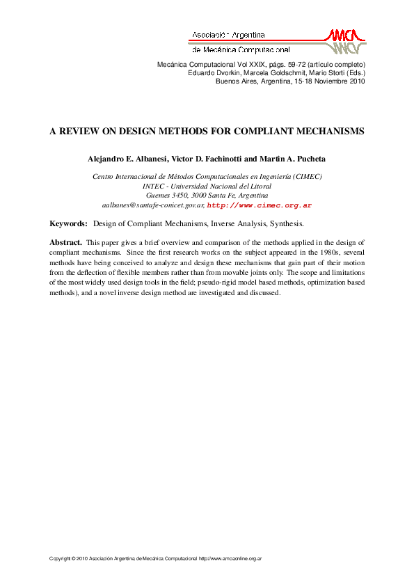 (PDF) A Review on Design Methods for Compliant Mechanisms