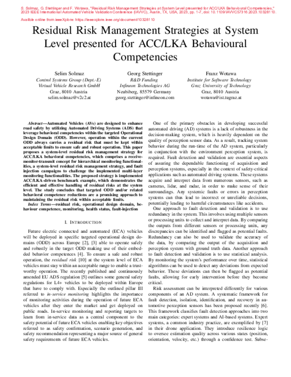 (PDF) Residual Risk Management Strategies at System Level presented for ...